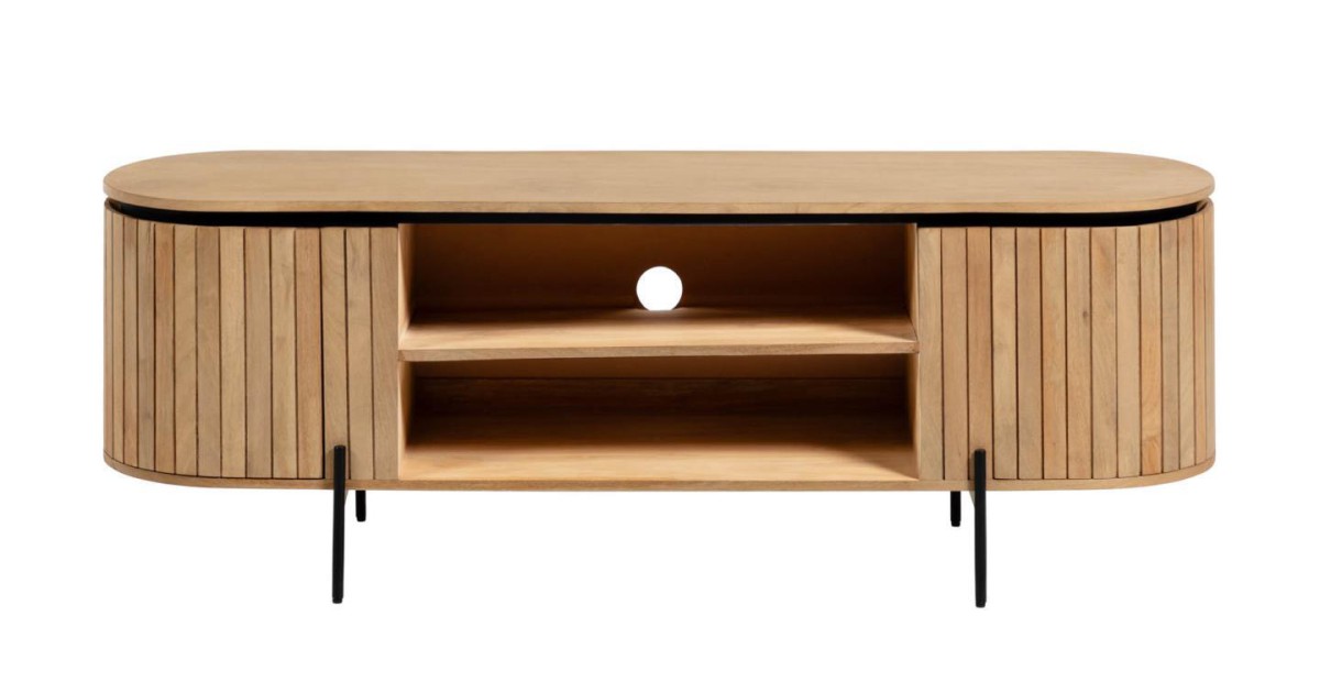 Meuble TV Licia 2 portes en manguier massif 6 cm